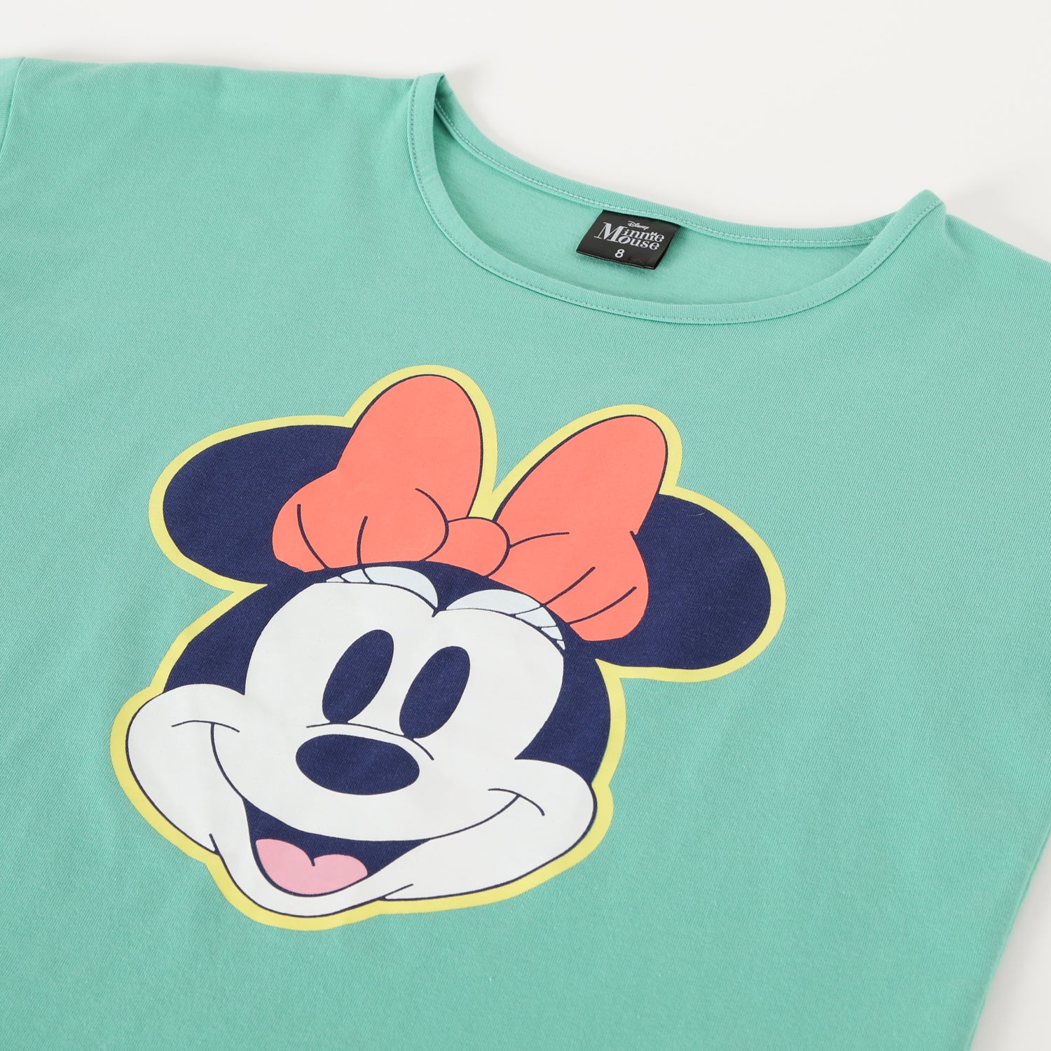Polera Manga Corta Niña Crop Minnie Verde Disney